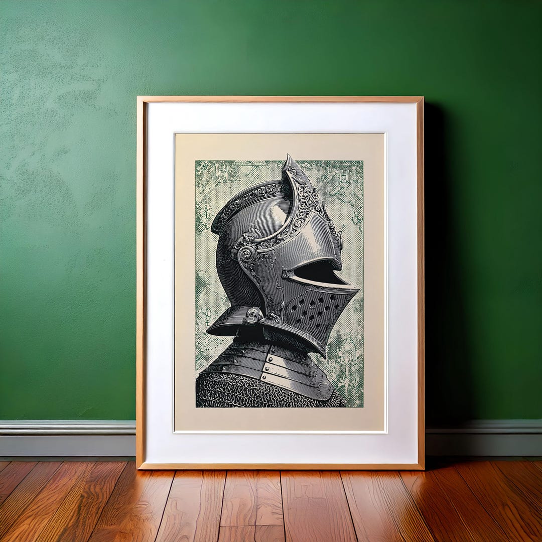 Vintage Knight Helmet Engraving – Medieval Armor Art (digital Download ...