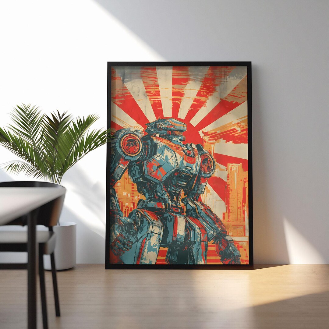Steel Rising – Futuristic Mecha Propaganda Poster, Retro Japanese Robot ...