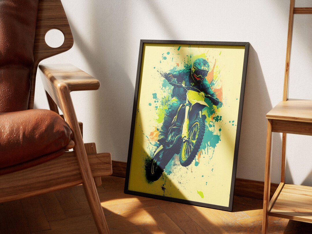Motocross Splash Art Print: Dirt Bike Racing, Color Explosion (digital ...