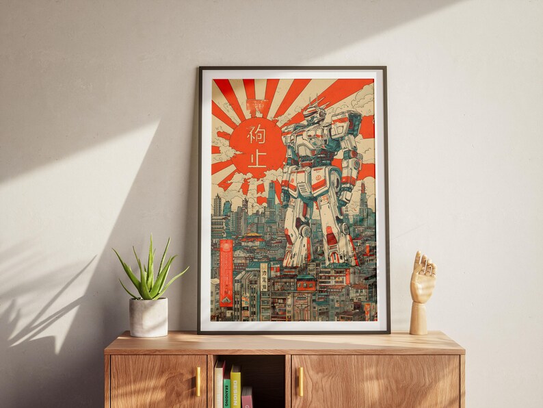 Steel Rising – Futuristic Mecha Propaganda Poster, Retro Japanese Robot ...