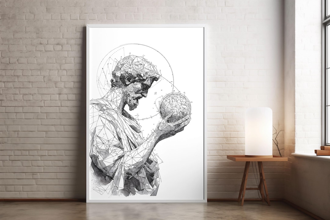 Atlas Geometric Line Art – Greek Mythology, Sacred Geometry (digital ...