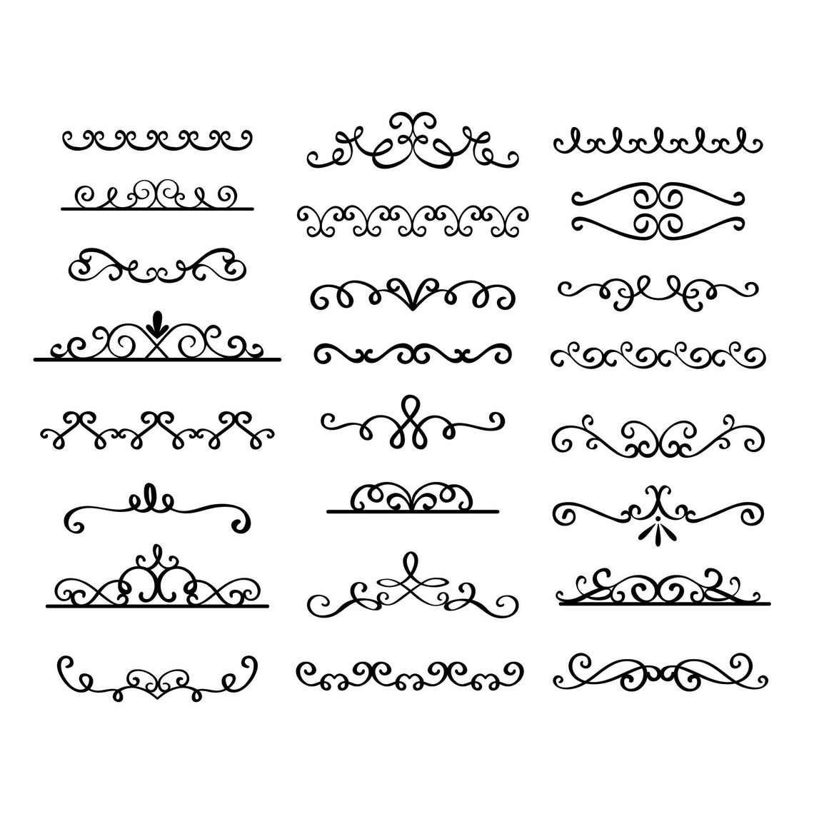 Ornamental Flourish Vector Bundle: Borders, Frames, Swirls (svg Png Eps ...