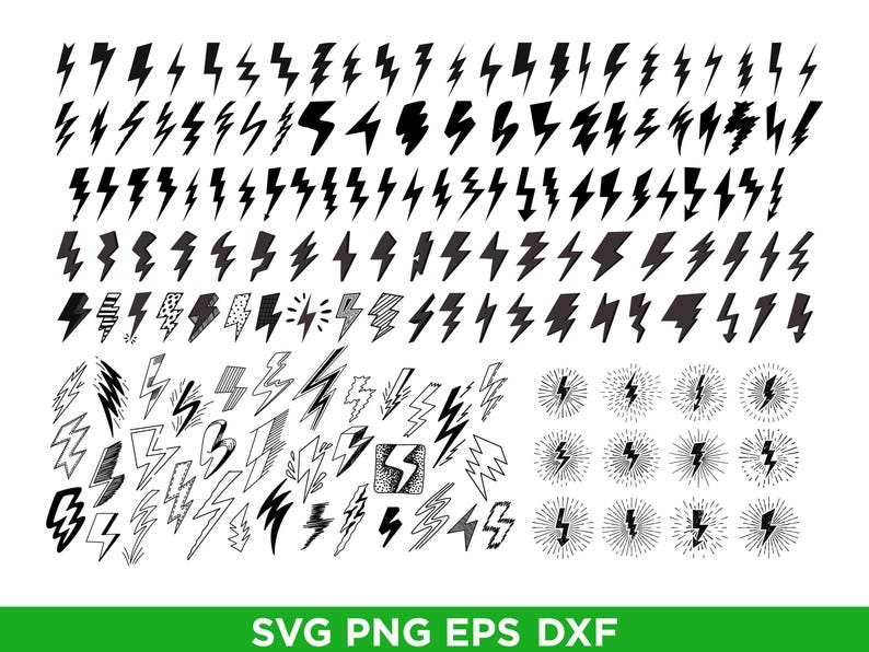 Lightning Bolt Svg, Flash Lightning Dxf Cut File Eps Vector Clipart ...