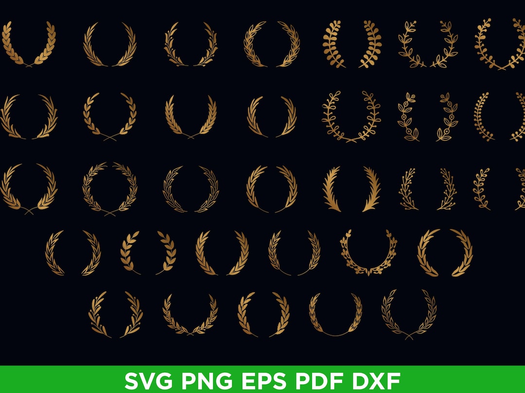 Gold Laurel Wreath Vector Bundle, Anniversary Numbers Clipart (svg, Png ...