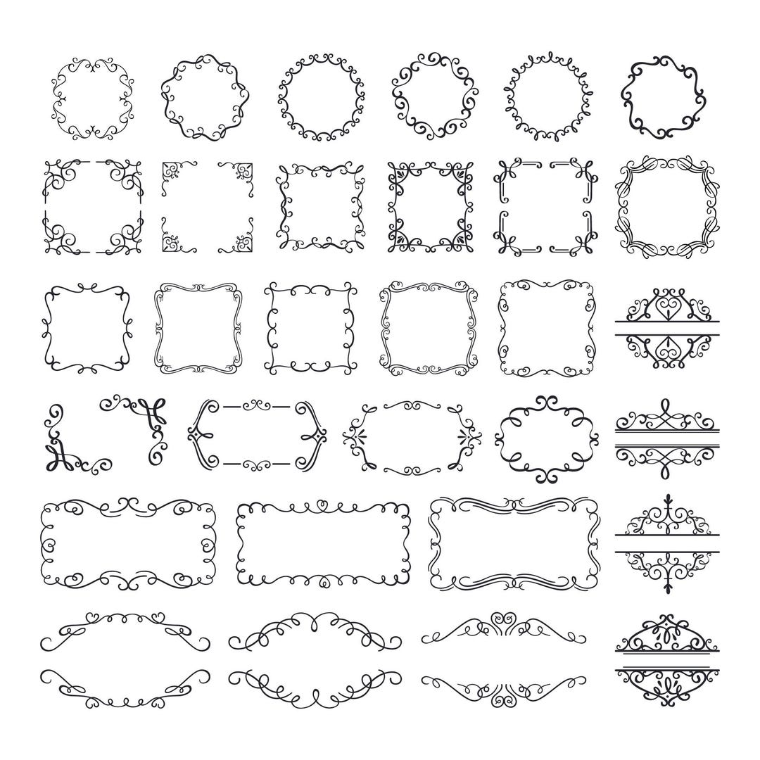 Ornamental Flourish Vector Bundle: Borders, Frames, Swirls (svg Png Eps ...