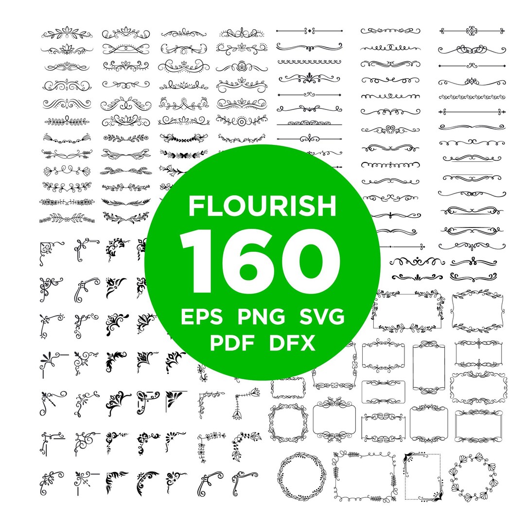 160 Vintage Flourish Dividers, Frames, Corners (svg, Png, Pdf, Dxf) - Etsy