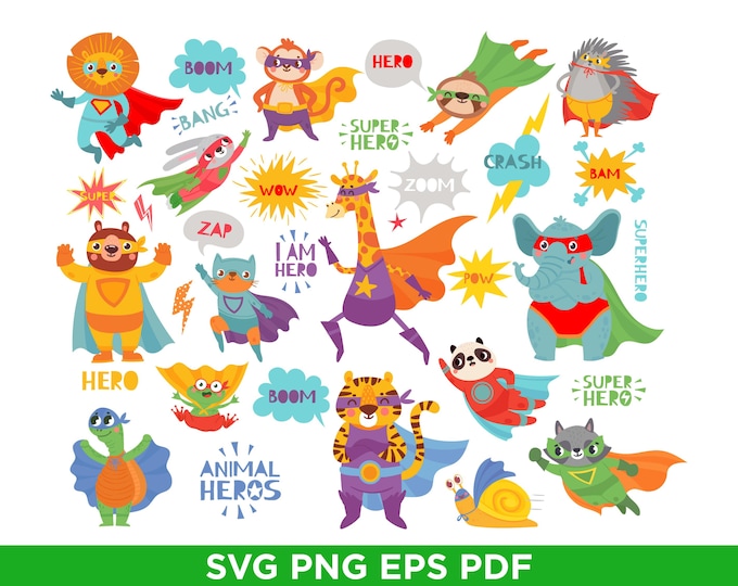 Superhero Svg, Animal Superhero Clipart, Cute Woodland Animals Svg ...