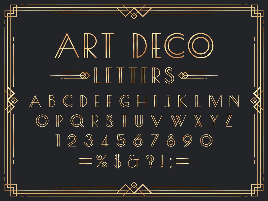 Alphabet Art Deco Golden 1920s Letters Svg Bundle - Etsy