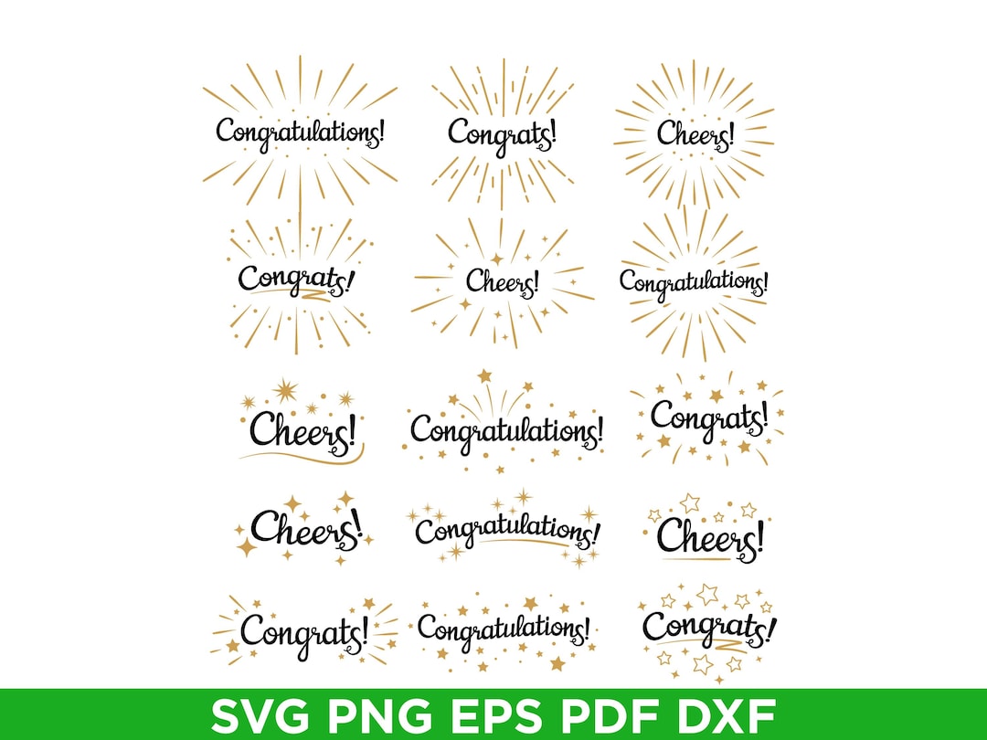 Congrats! Cheers! Card Svg Png. Congratulation Text Vector Labels Eps ...