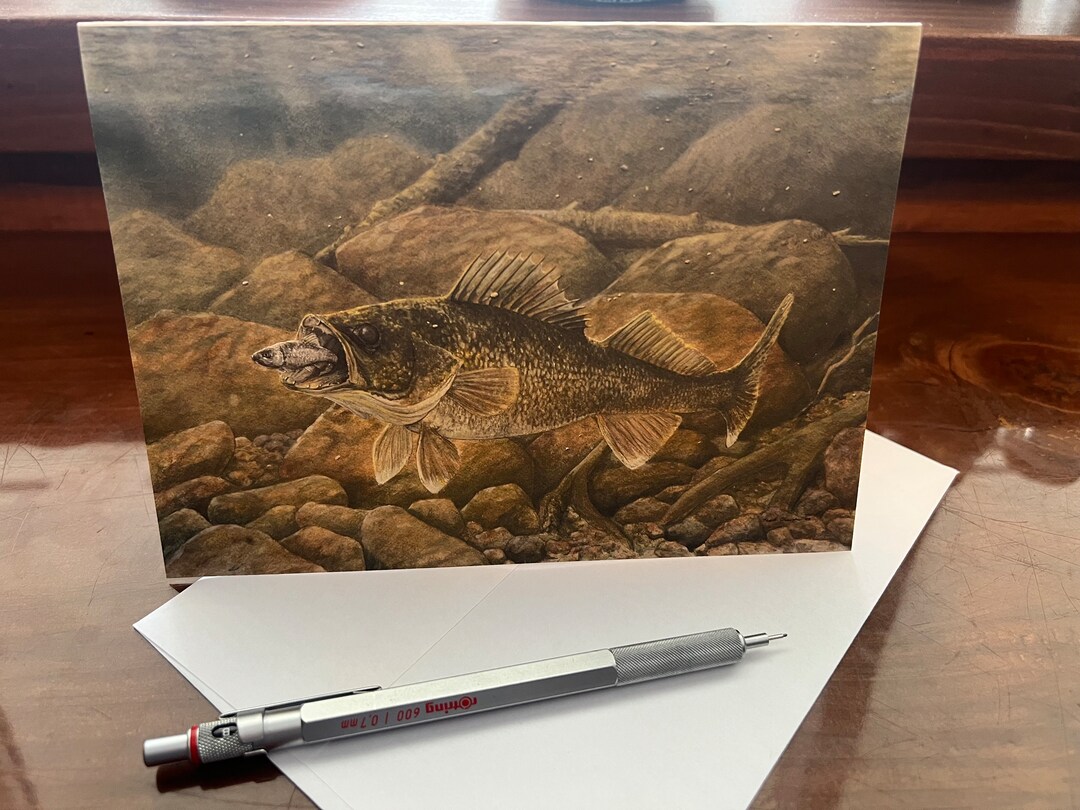 Walleye Painting Greeting Card - Etsy