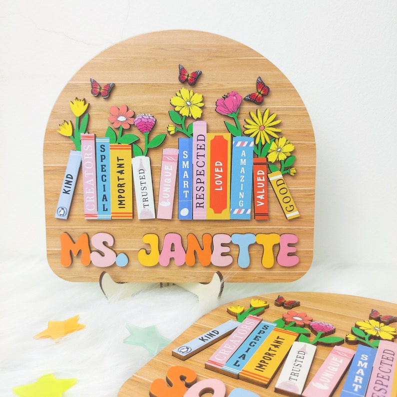 Personalized 3D Teacher Desk Sign, Custom Teacher Name Welcome Sign ...