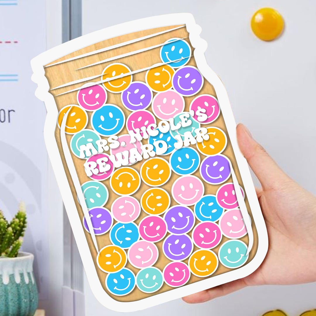 Personalized Smiley Tokens Reward Jar, Custom Kids Behavior Jar, Back ...