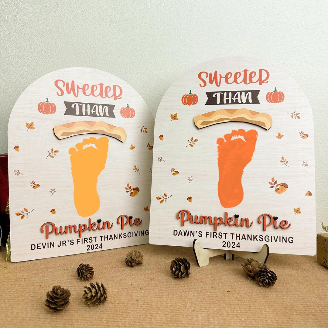 Personalized My First Thanksgiving Footprint Sign, Custom DIY ...