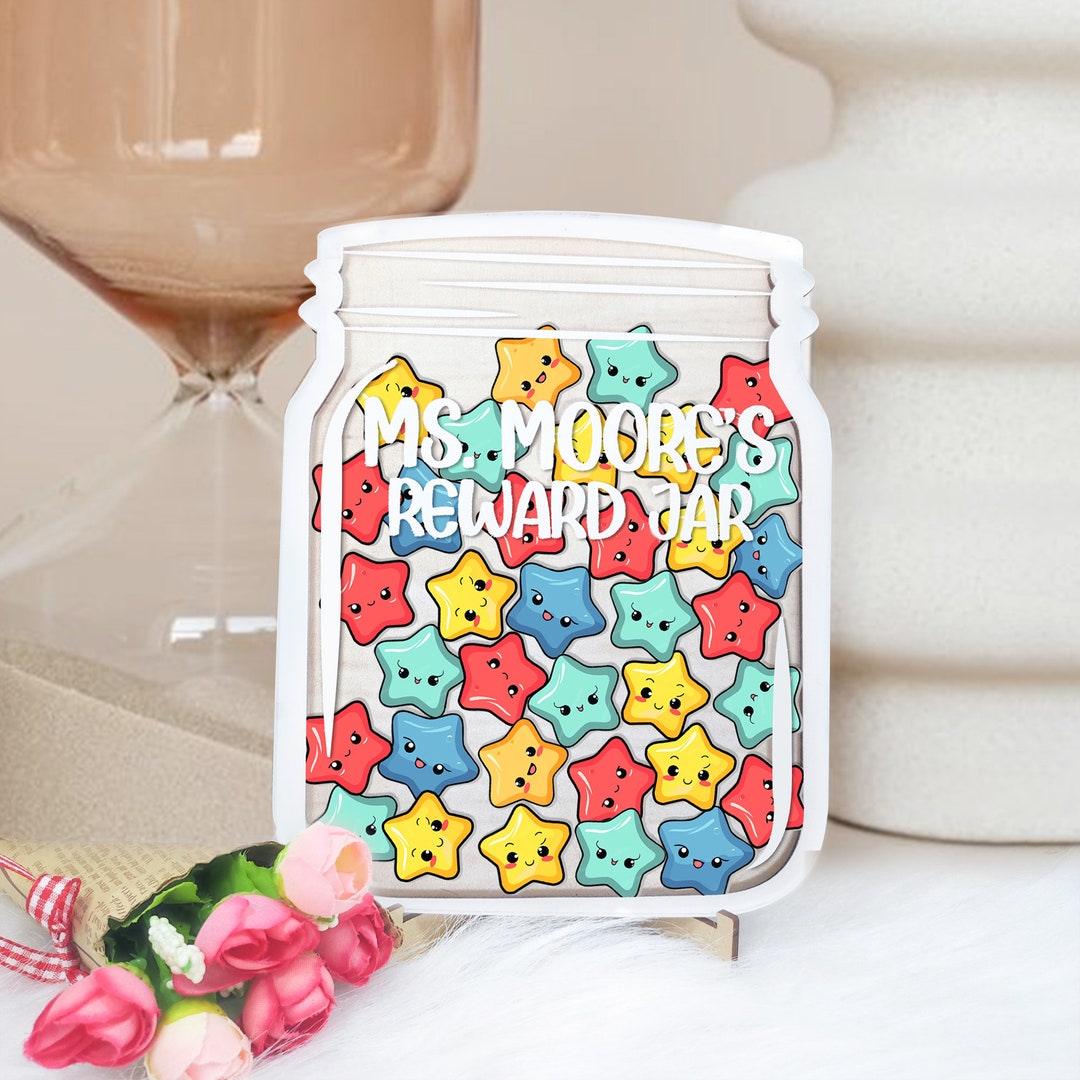 Personalized Reward Jar for Kids, Custom Smiling Star Classroom Reward ...