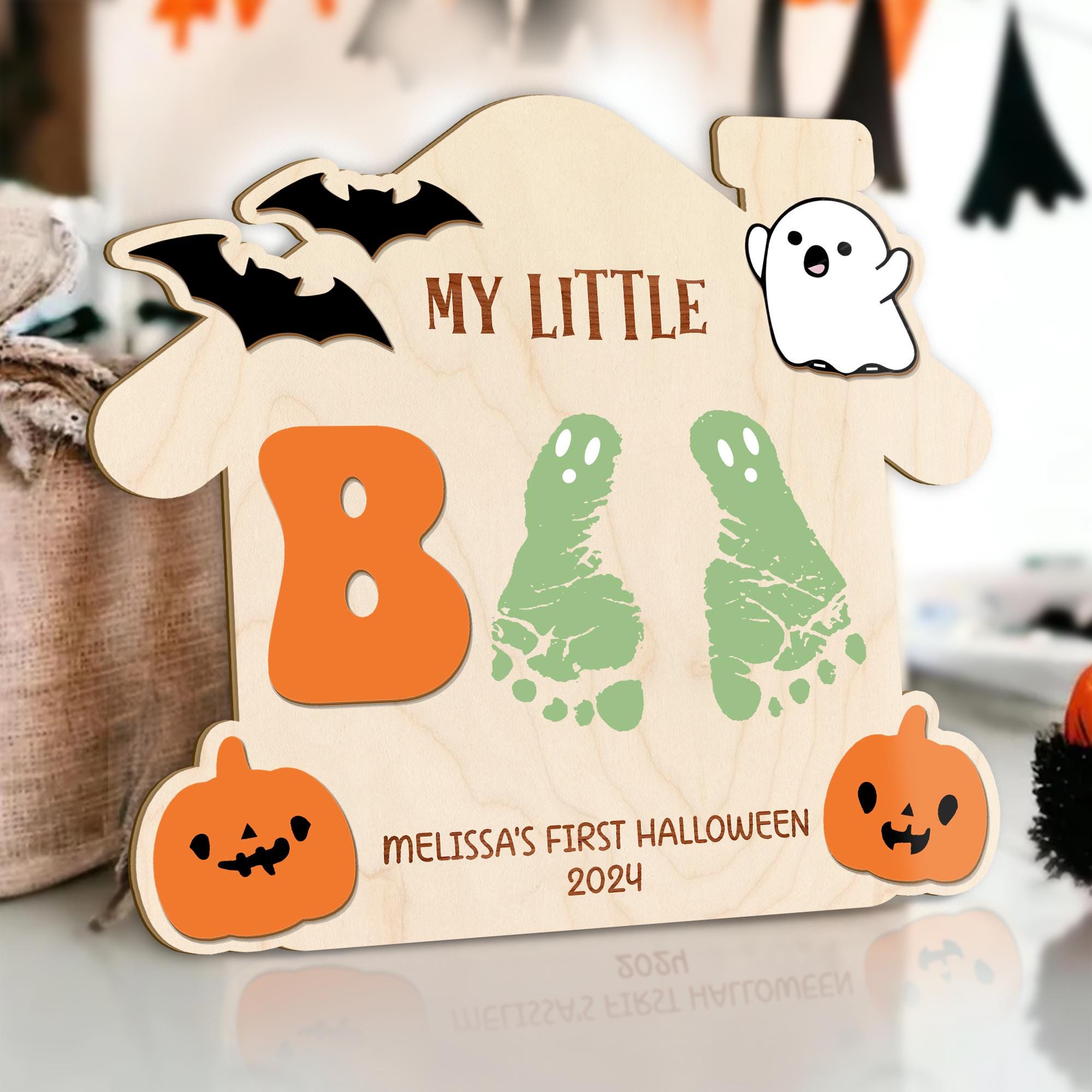 Custom My Little Boo Footprint Sign, Personalized Halloween Footprint ...