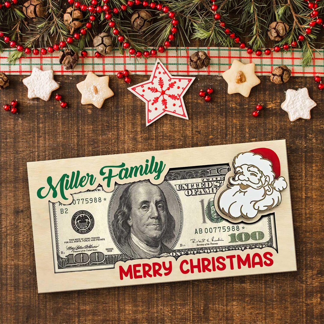 Personalized Christmas Money Holders, Custom Santa Money Cards, Family ...