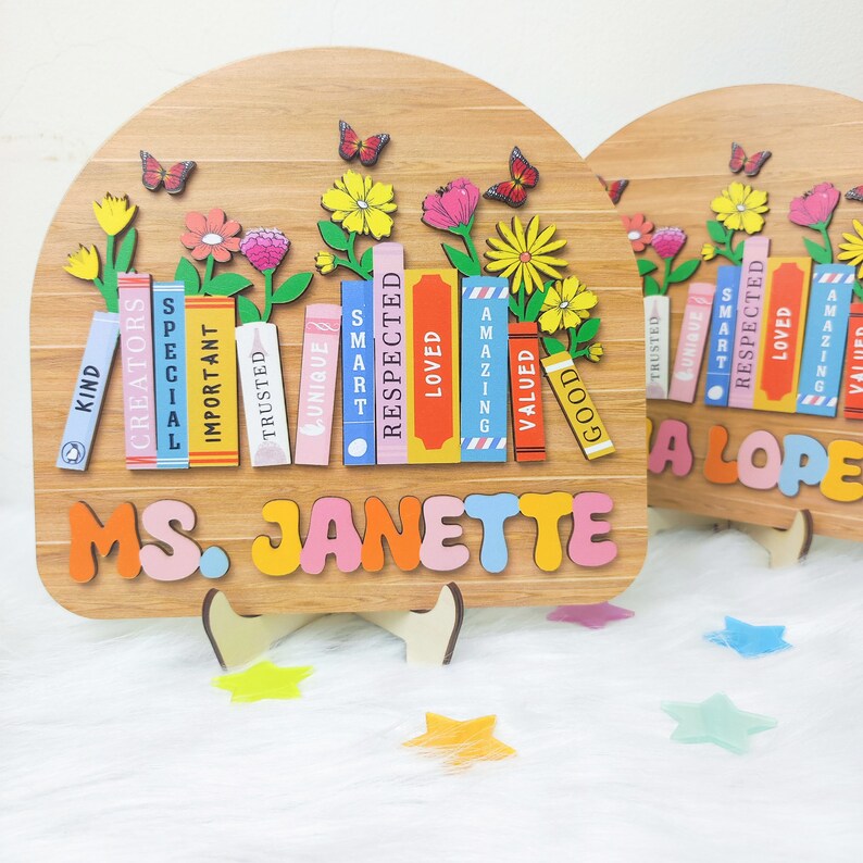 Personalized 3D Teacher Desk Sign, Custom Teacher Name Welcome Sign ...