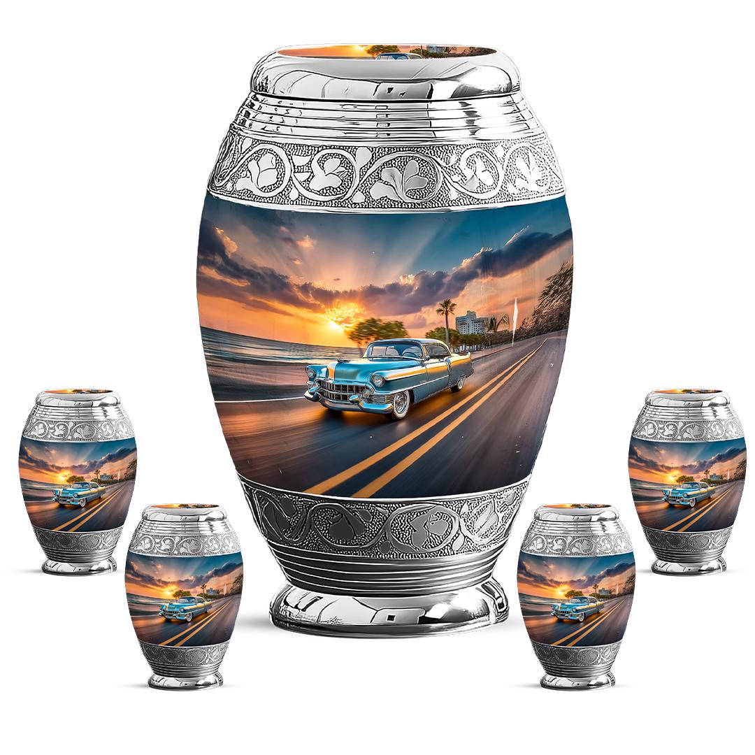 Personalized Urns for Human Ashes, Blue Car Urn for Adults, Sunset ...