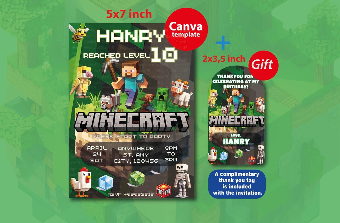 Editable Pixel Game Birthday Invitation | Kids & Teen Party Invite ...