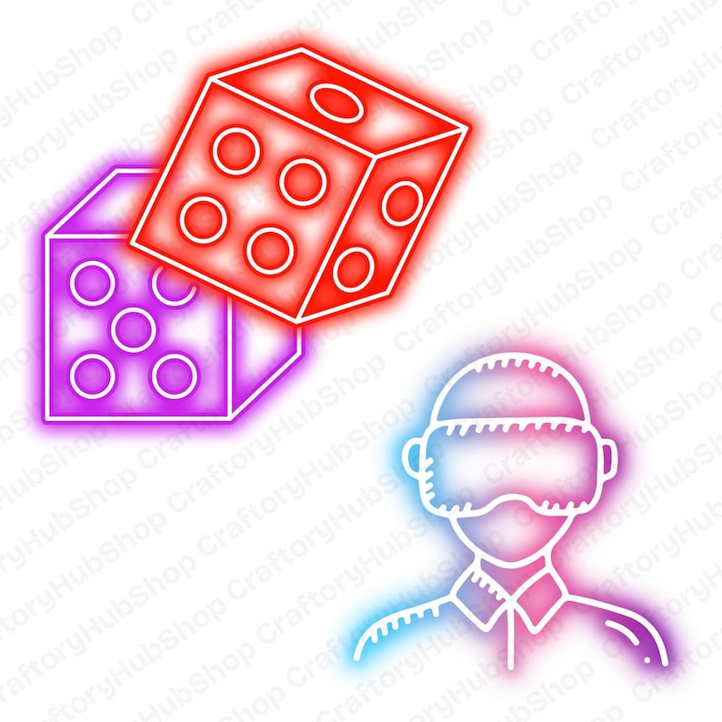 43 Neon Gaming Elements PNG Clipart Bundle Gamer Icons Printable ...