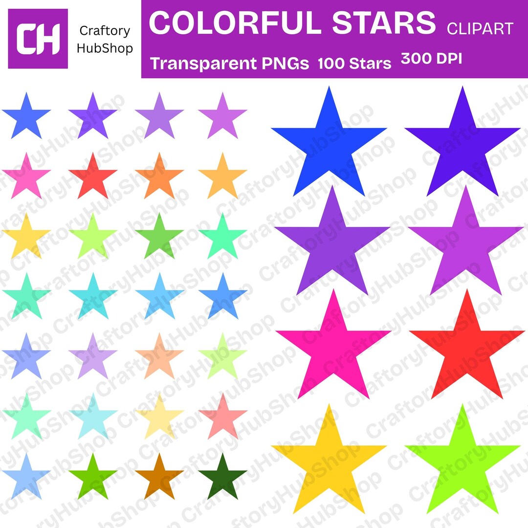 100 Star Clipart Printable Celestial Sky PNG Transparent Background ...