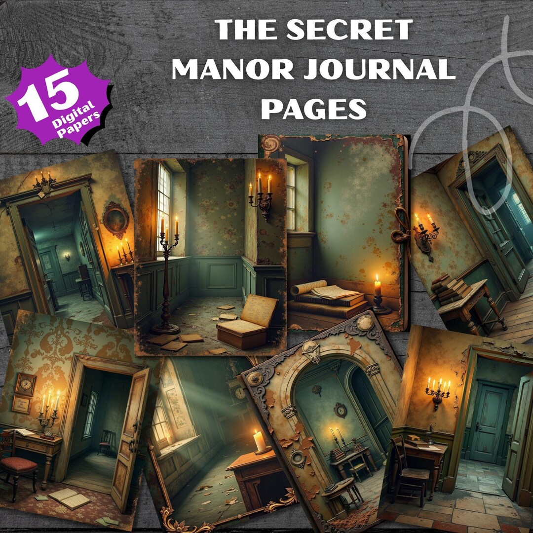 15 the Secret Manor Junk Journal Pages Printable Set 8.5x11 JPG Files ...