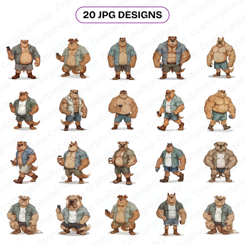 20 Muscular Dog Watercolor Clipart Strong Pet Animal JPG Digital Images ...