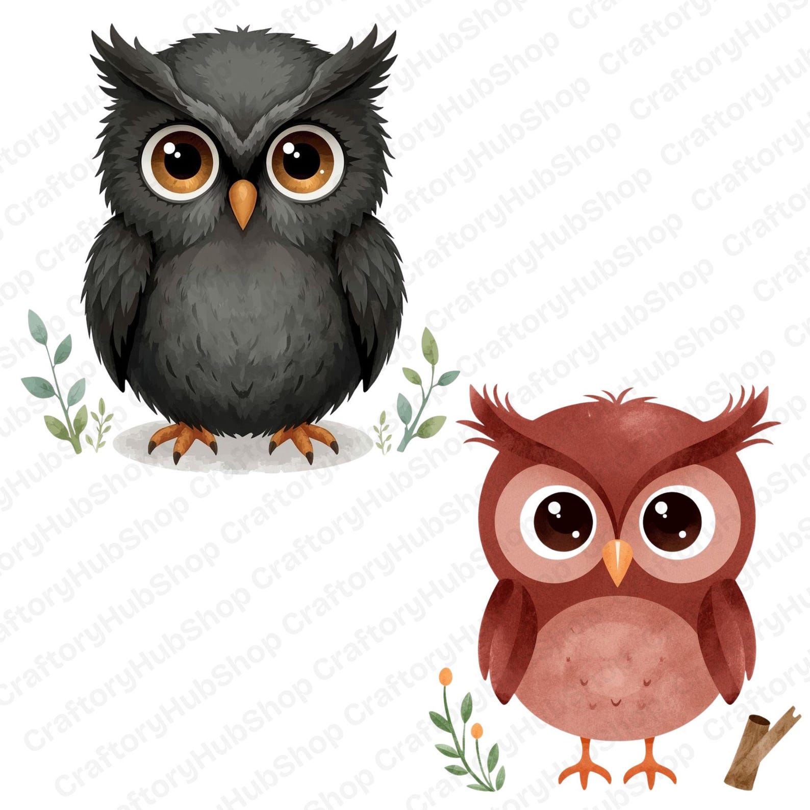 28 Owl Printable Images Bundle Woodland Bird Clipart Digital Art Set ...