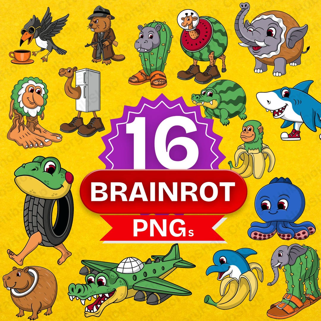 16 Brainrot PNG Clipart Bundle Funny Meme Clipart Printable Digital ...