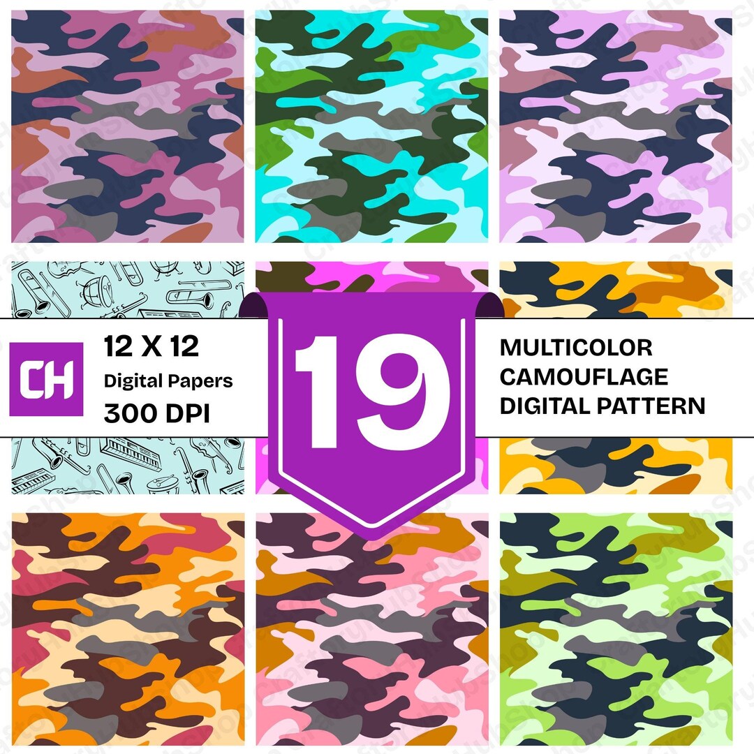 Multicolor Camouflage Digital Pattern Camo Pattern Printable Military ...