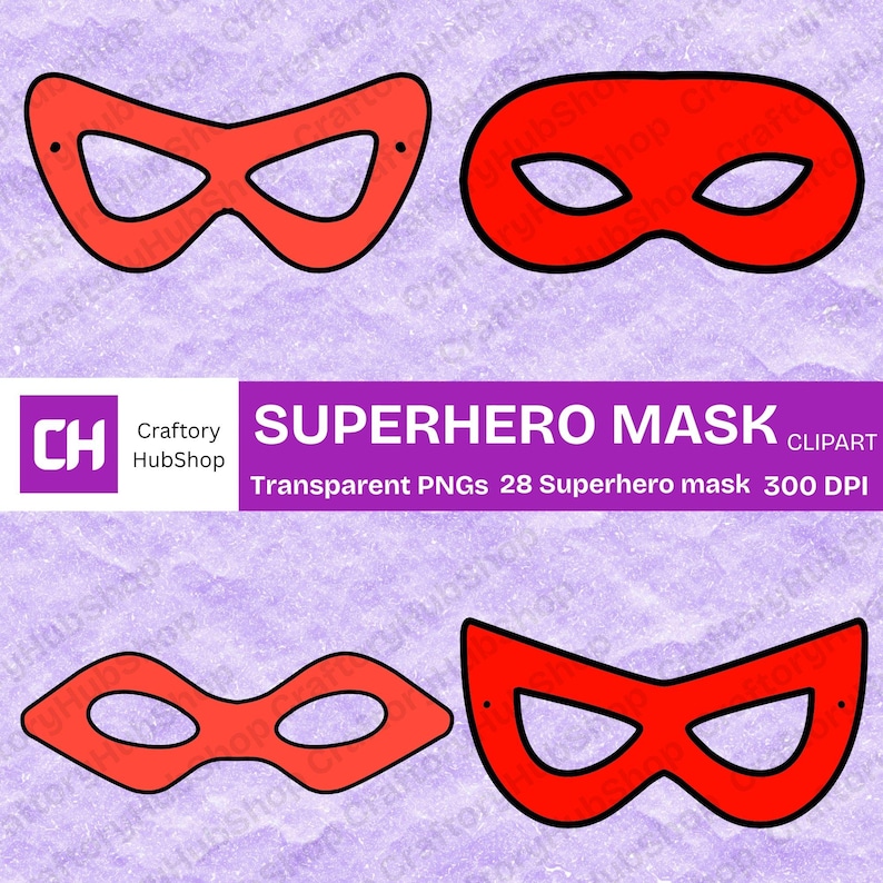 28 Superhero Mask Watercolor Clipart Hero Costume Vector PNG Clipart ...
