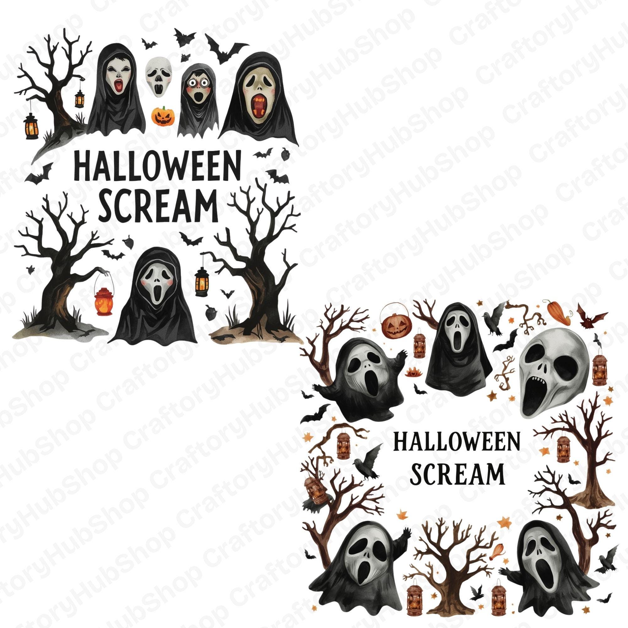 12 Halloween Spooky Scream Printable Wall Art, Creepy Horror Poster ...