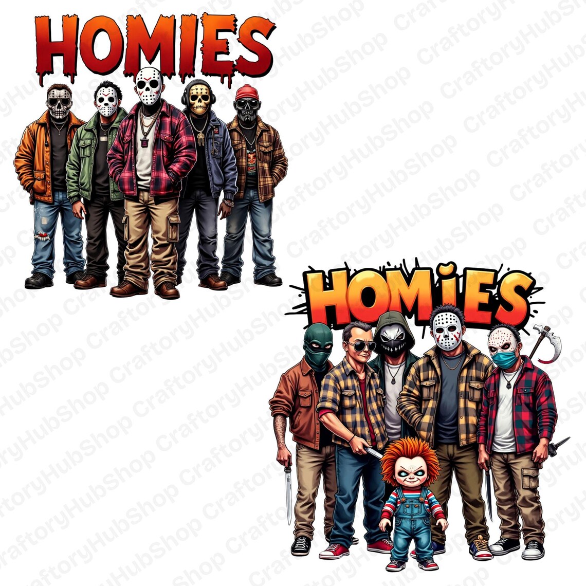 8 Chicano Homies Halloween PNG, Horror Series Killer Clipart Thug Life ...