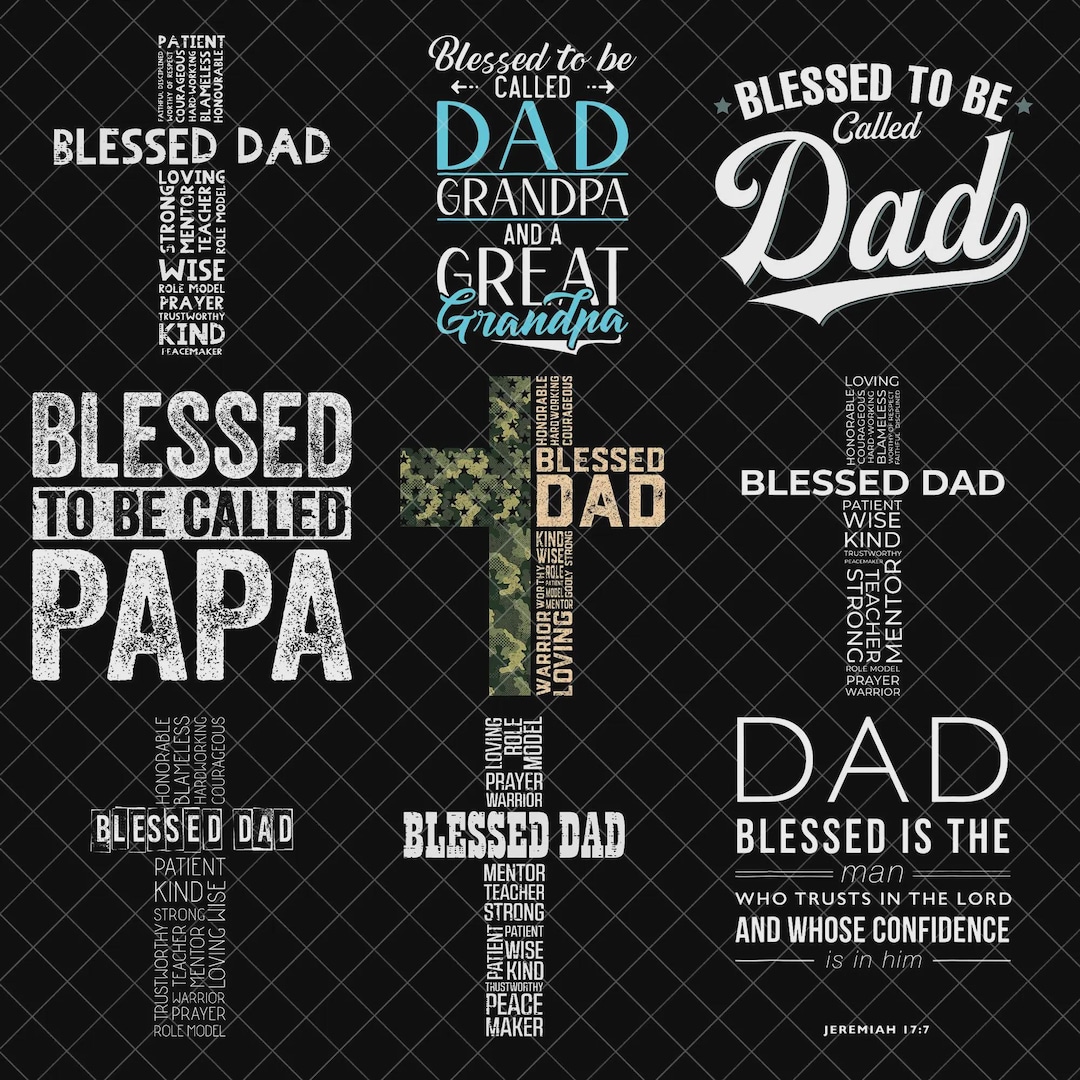 Blessed Dad Png Bundle, Christian Dad PNG, Papa Sublimation Design ...