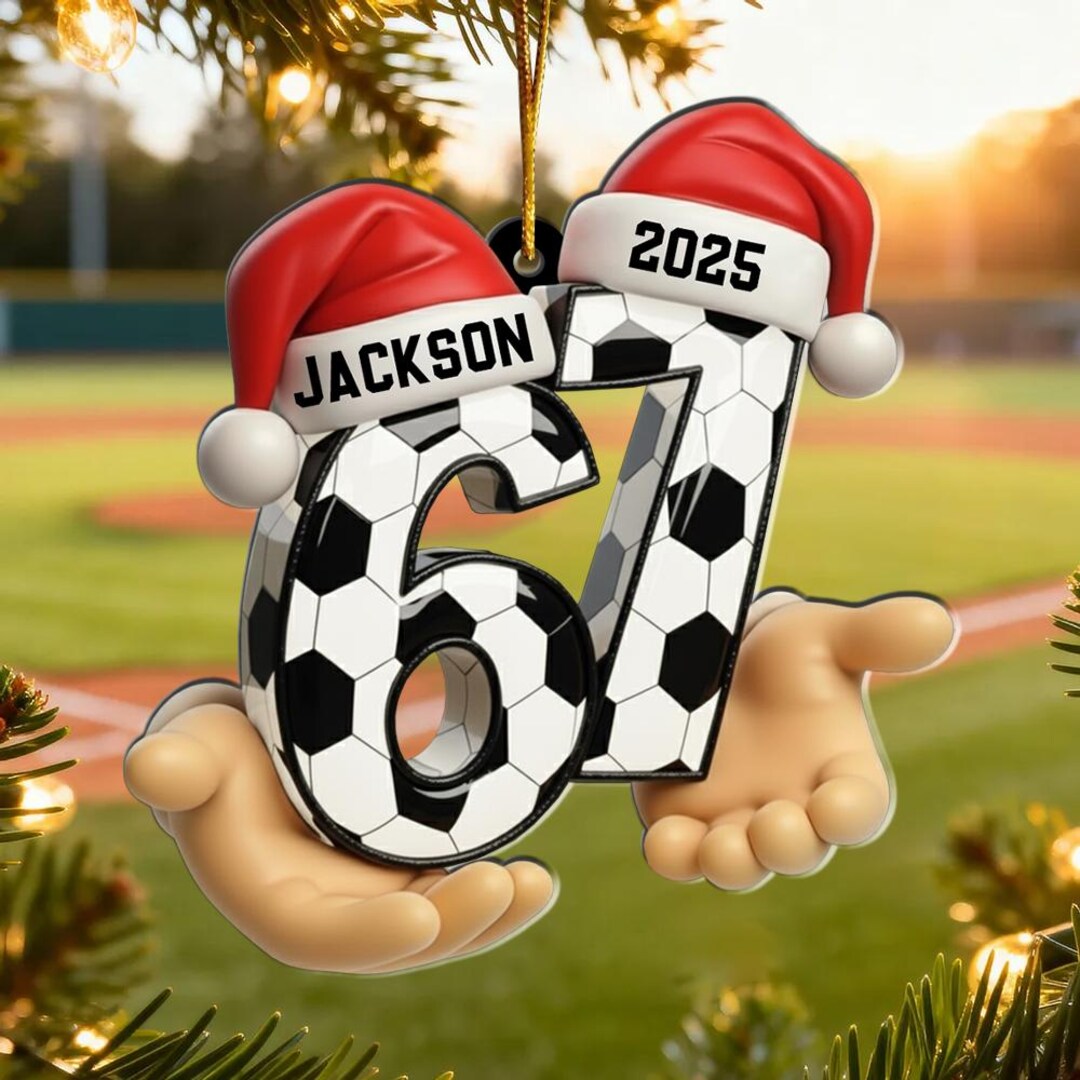 2D Flat Custom Name 67 Sport Ornament, Acrylic Soccer Baseball ...