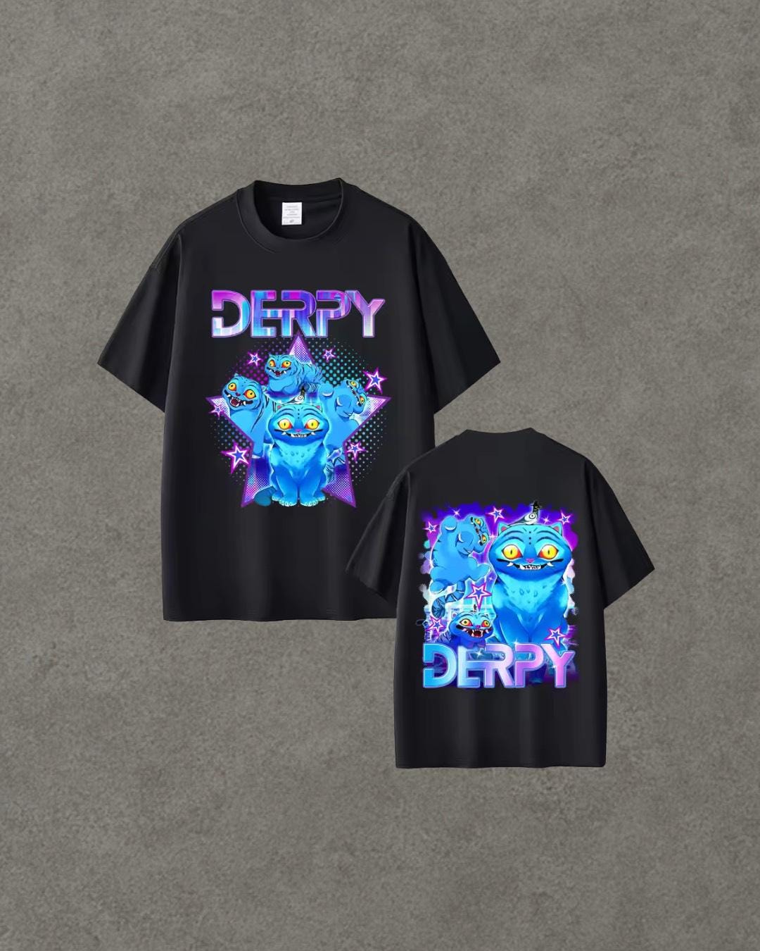 K-pop Demon Hunters DERPY Cat Shirt • Neon Creepy Cute Oversized Tee ...