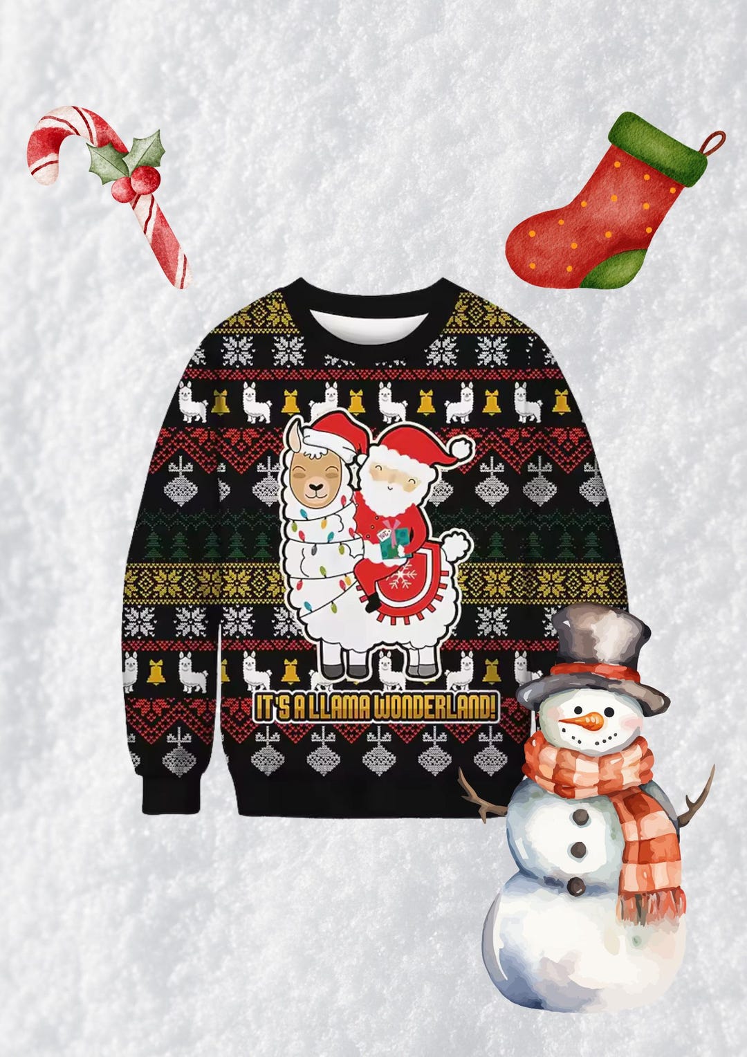 Funny Christmas Llama Sweater, 3D Print Holiday Sweatshirt - Etsy