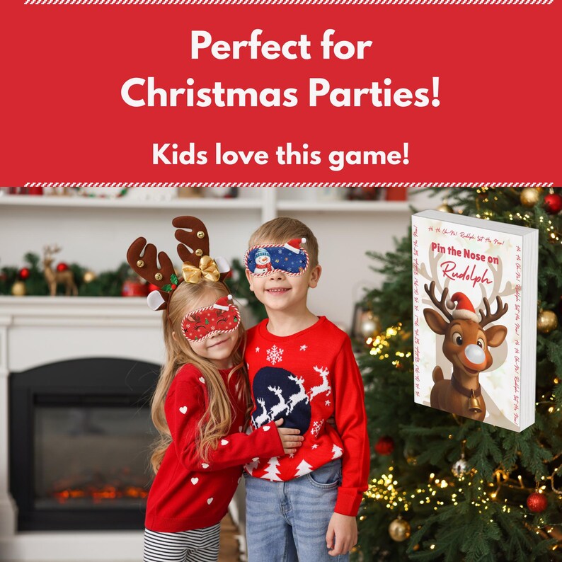 Pin the Nose on Rudolph Christmas Game – Printable Party Activity ...