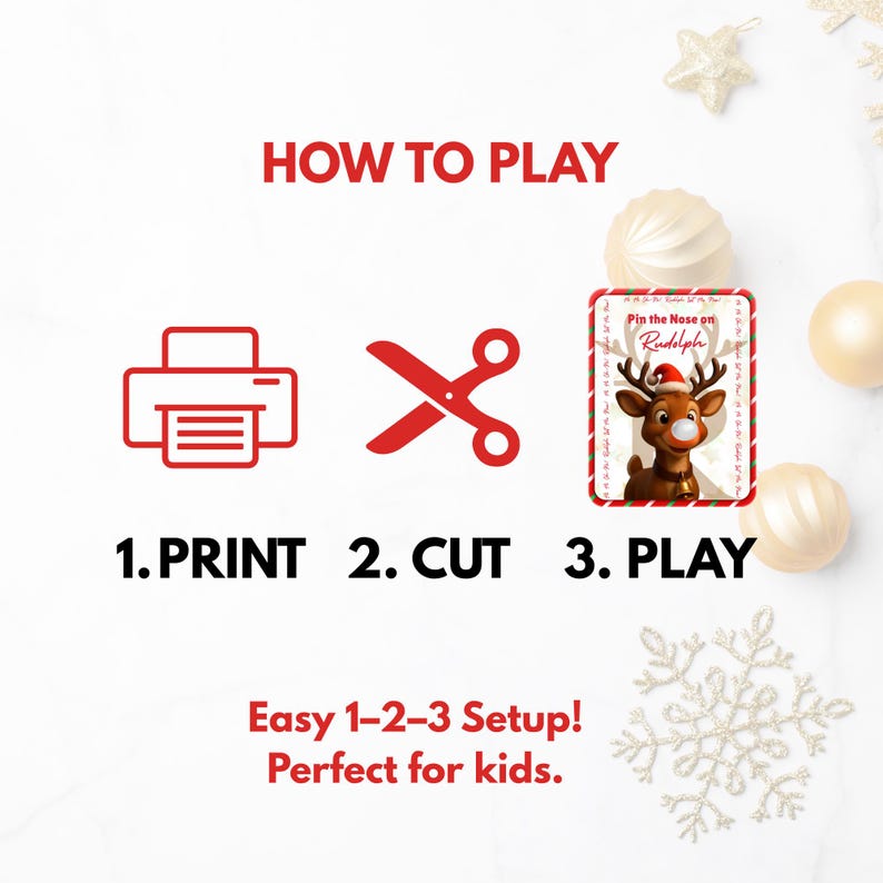 Pin the Nose on Rudolph Christmas Game – Printable Party Activity ...
