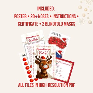 Pin the Nose on Rudolph Christmas Game – Printable Party Activity ...