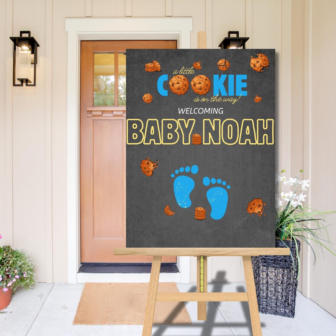 Cookie Baby Shower Welcome Sign Template | Blue Cookie Theme | Editable ...
