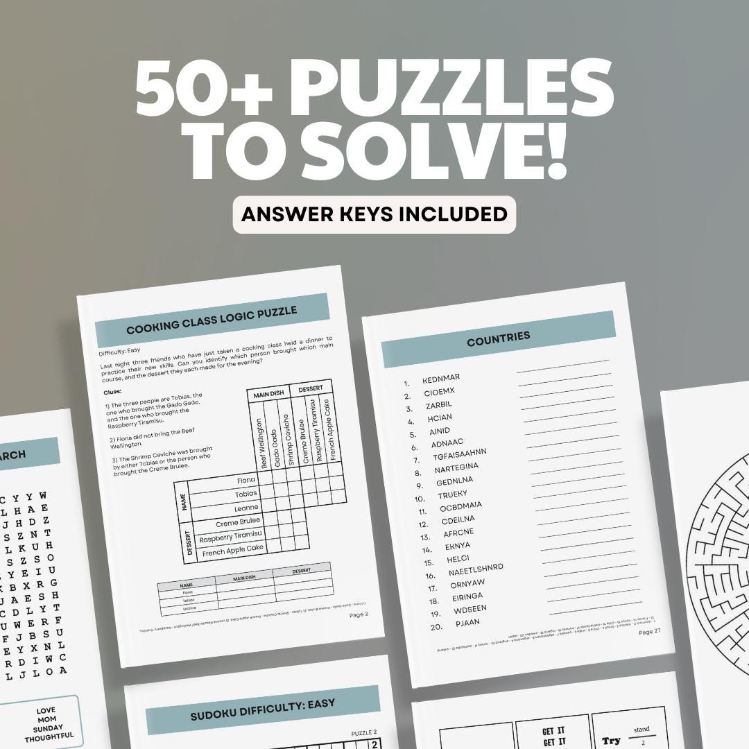 Neurodivergent Puzzle Book | ADHD & Autism Brain Exercise - Etsy