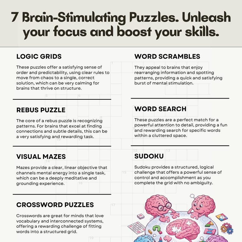 Neurodivergent Puzzle Book | ADHD & Autism Brain Exercise - Etsy