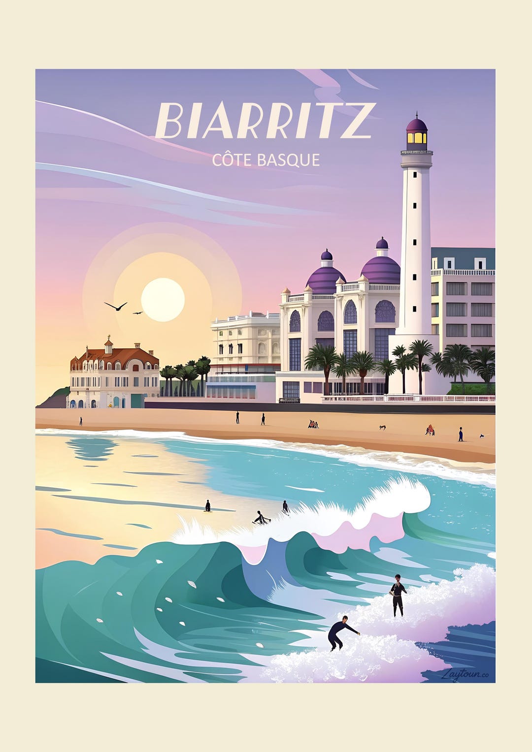 Biarritz Poster, Vintage Beach Print, Basque Coast Decor - Etsy