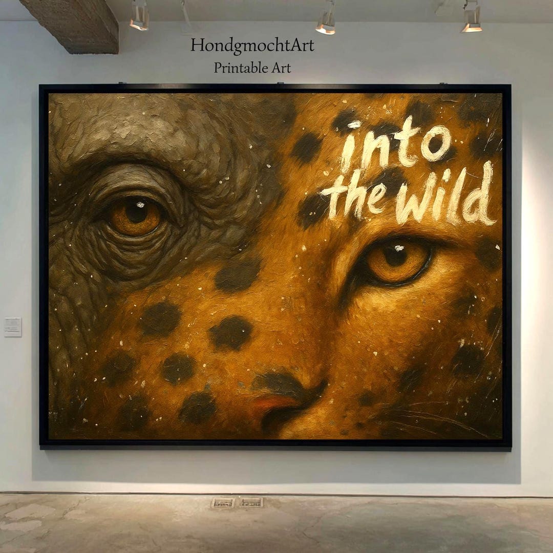 Wild Duality Animal Wall Art Horizontal Digital Print Elephant Leopard ...