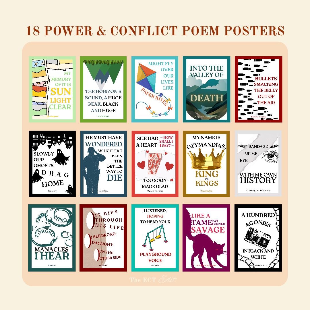 Power and Conflict Poetry Posters, English GCSE Revision (PDF Download ...