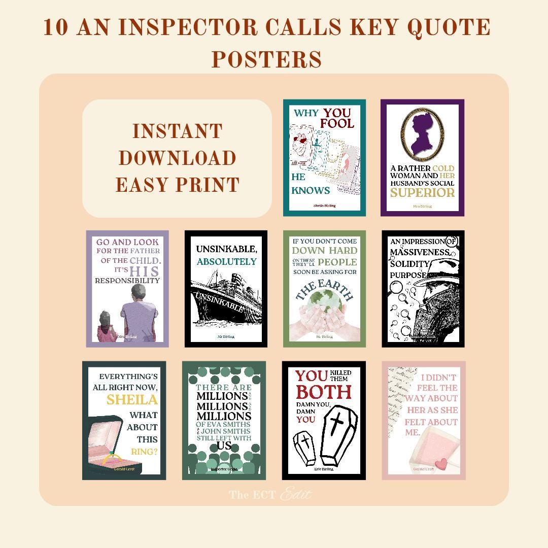 An Inspector Calls Key Quote Posters | Classroom Display | English ...