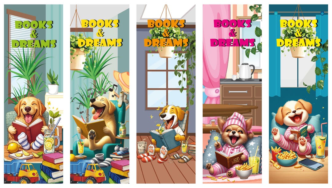 Dog Bookmarks, Cheerful Reading Gift (PDF, PNG) - Etsy