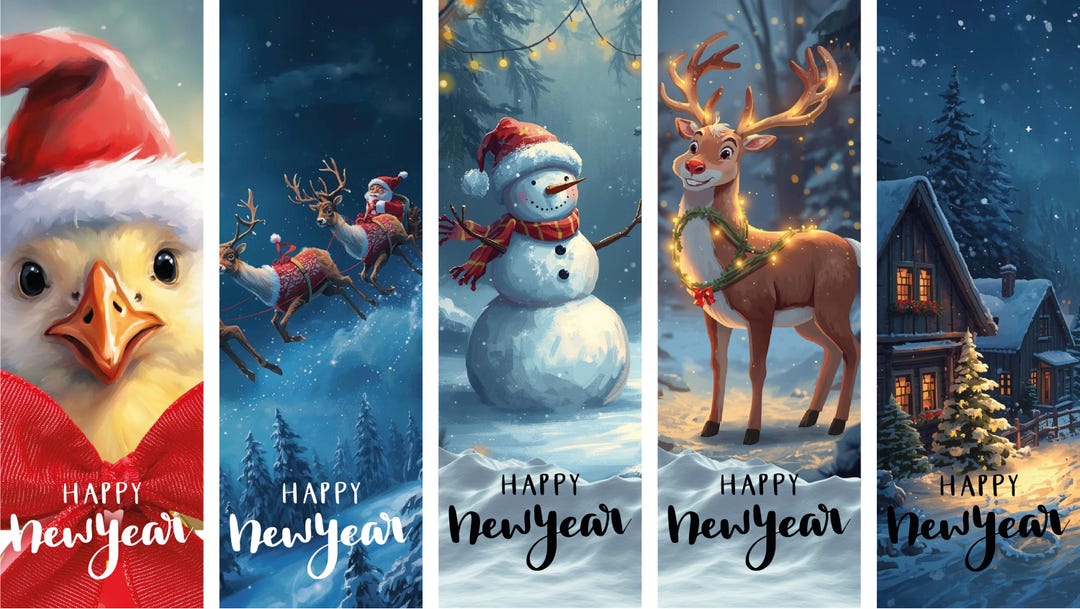 Happy New Year Bookmarks, Cheerful PNG Set (digital Download) - Etsy