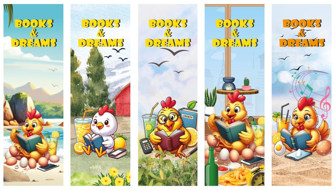 Chicken Bookmarks, Whimsical Clipart Set (PDF & PNG) - Etsy